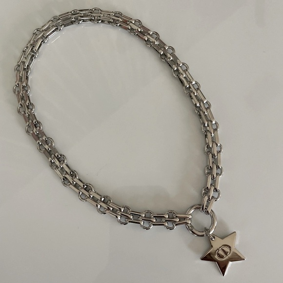 Dior | Jewelry | Dior Cd Silver Metal Star Pendant Necklace Chain ...